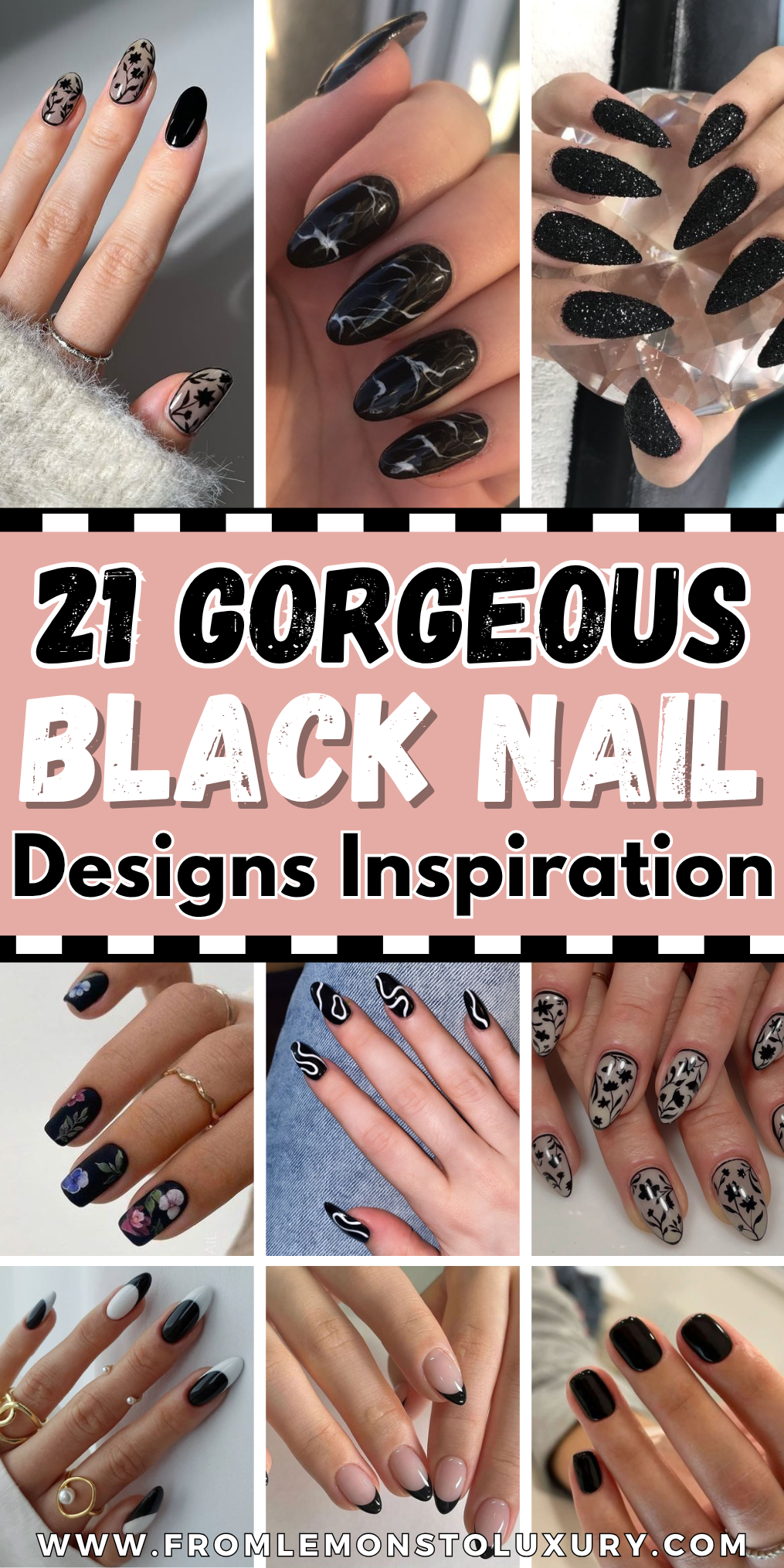 21+ Classy Black Nail Designs You Need To Try - From Lemons To Luxury