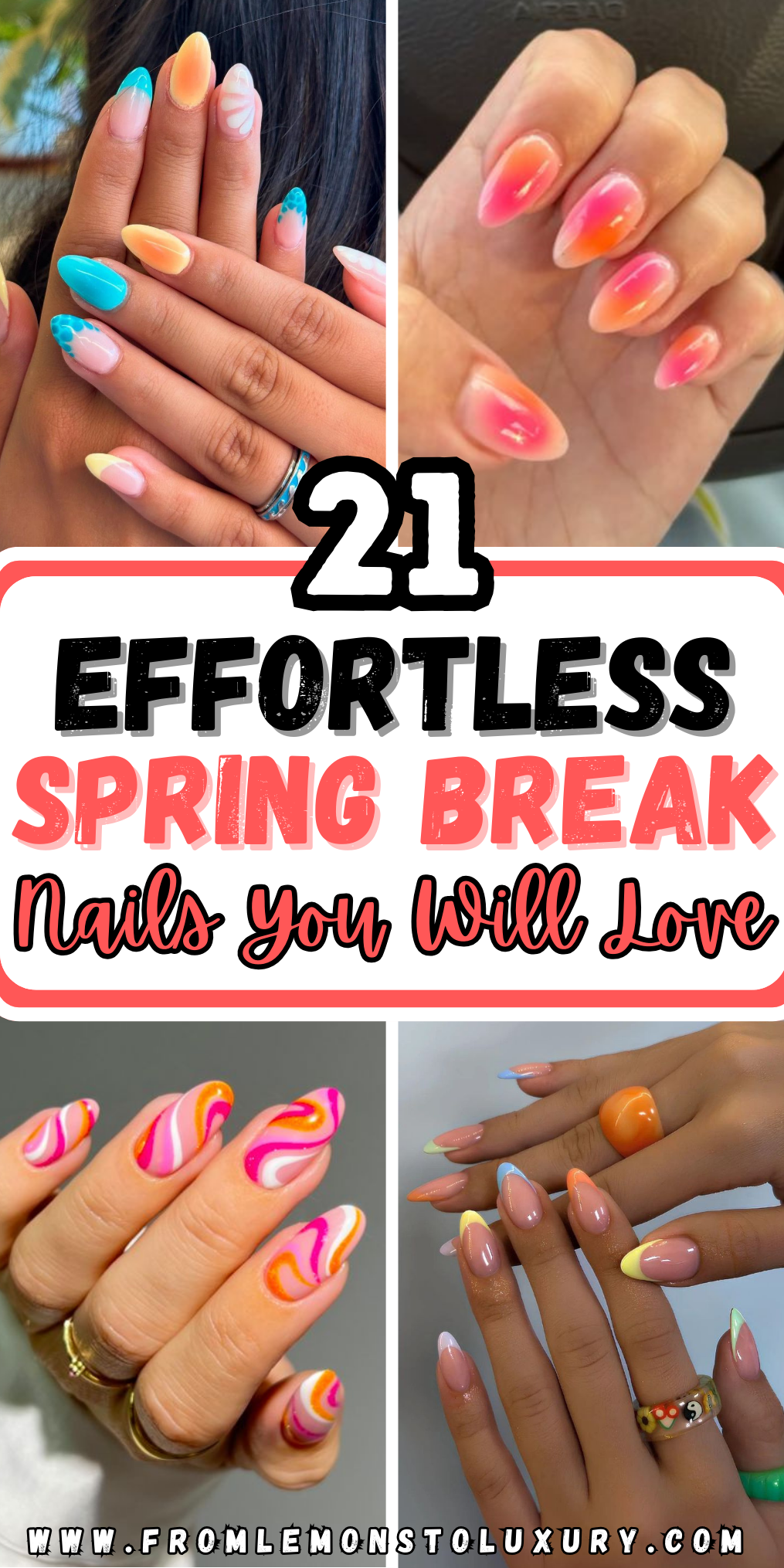 21+ Insanely Cute Spring Break Nails For A Seasonal Look - From Lemons ...