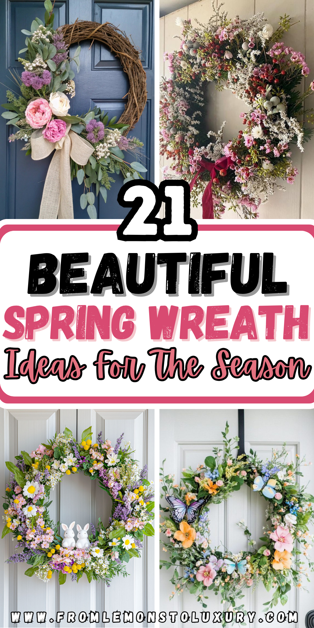 21+ Charming Spring Wreath Ideas For A Welcoming Front Door - From ...